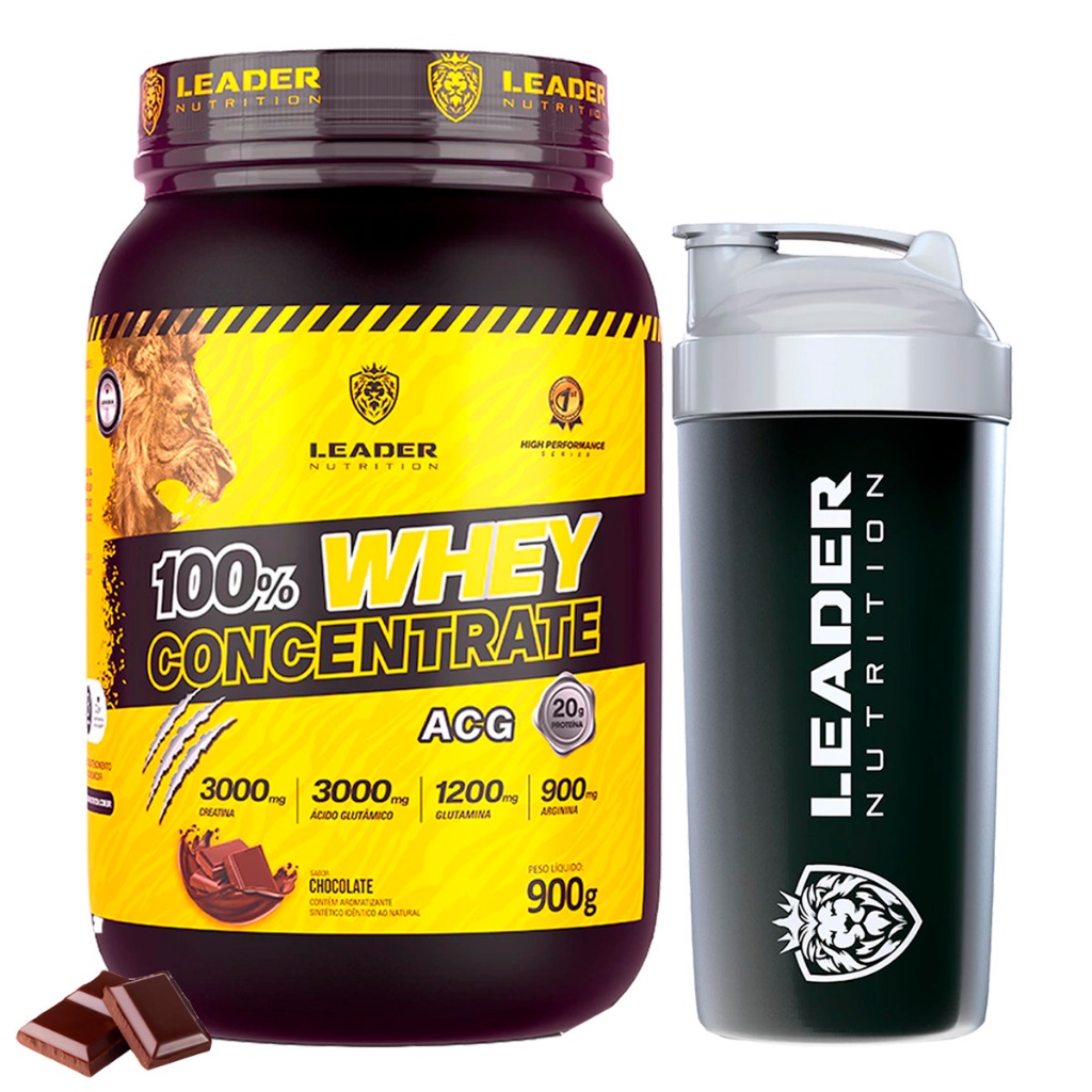 Whey 100% Concentrado Zero Açúcar Leader Nutrition 900g | Shopee Brasil