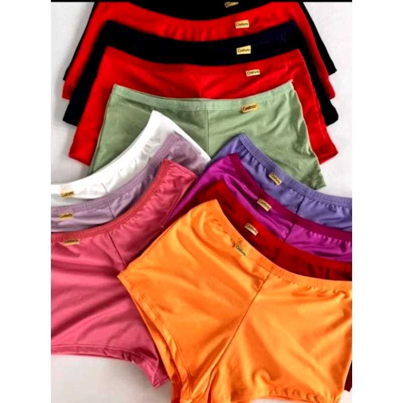 Kit 5 Shortinho Estampado Conforto Boxer Não Marca Lingerie Feminina Calcinha Conforto Adulta ...