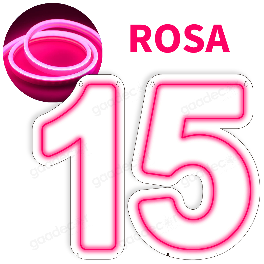 Painel Neon Numero 15 anos Festa Debutante Iluminação Premium 50Cm 60cm ...