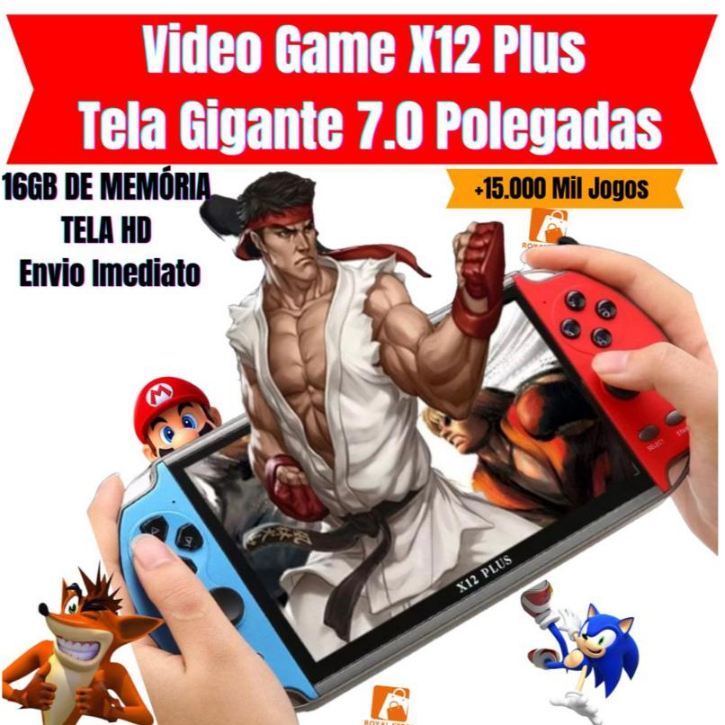 Mini Game X12 Plus Portátil Tela Gigante HD 7 Polegadas +16GB ...