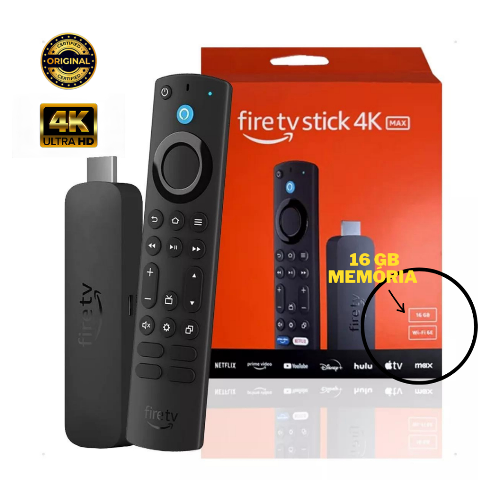 Fire TV Stick ultra 4K MAX 16 GB armazenamento Max 2 GB ram BLUETHOOT ...