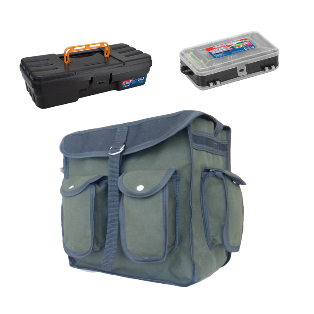 Embornal de lona para pescaria 4 bolsos com estojo e maleta ...