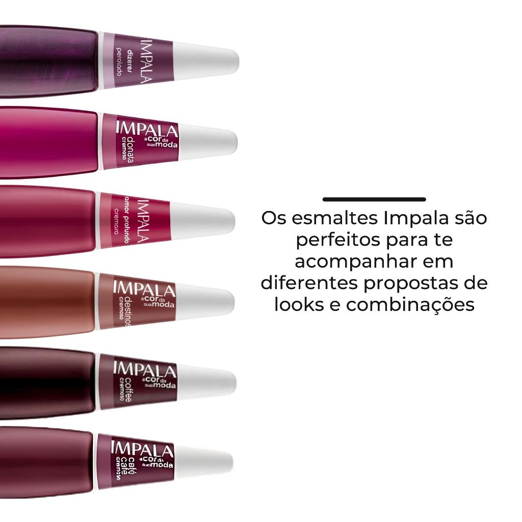 Kit de Esmaltes Impala 6 Cores Tons Escuros Roxo Marrom Rosa | Shopee ...