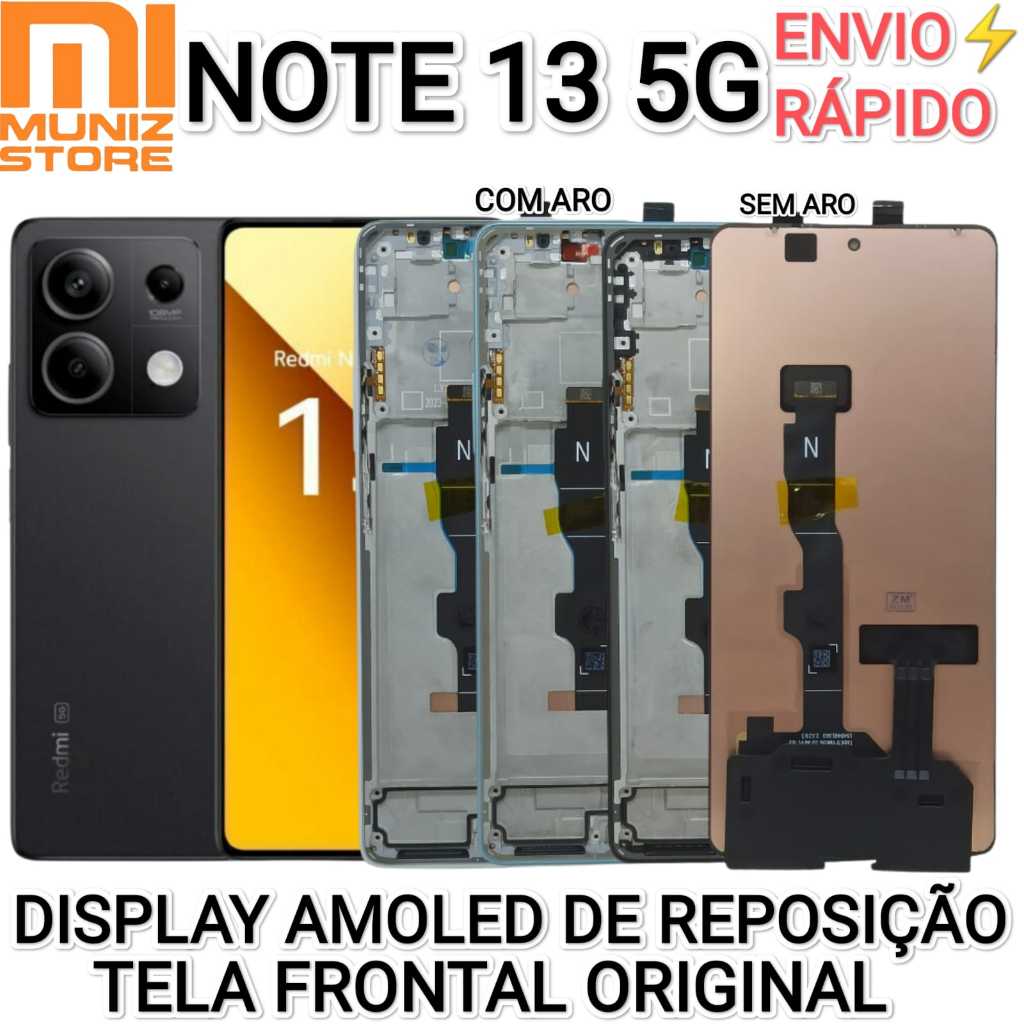 Display Oled Redmi Note 13 5G Amoled com Moldura ou Sem Aro Original de ...
