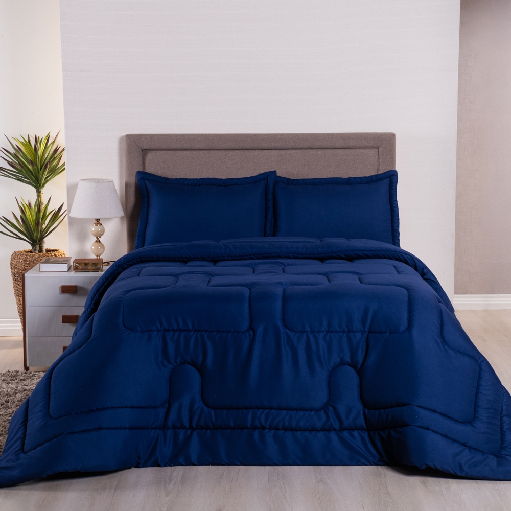 Kit Edredom King 3 Peças Dupla Face Percal 400 Fios Extra Macio Porta ...