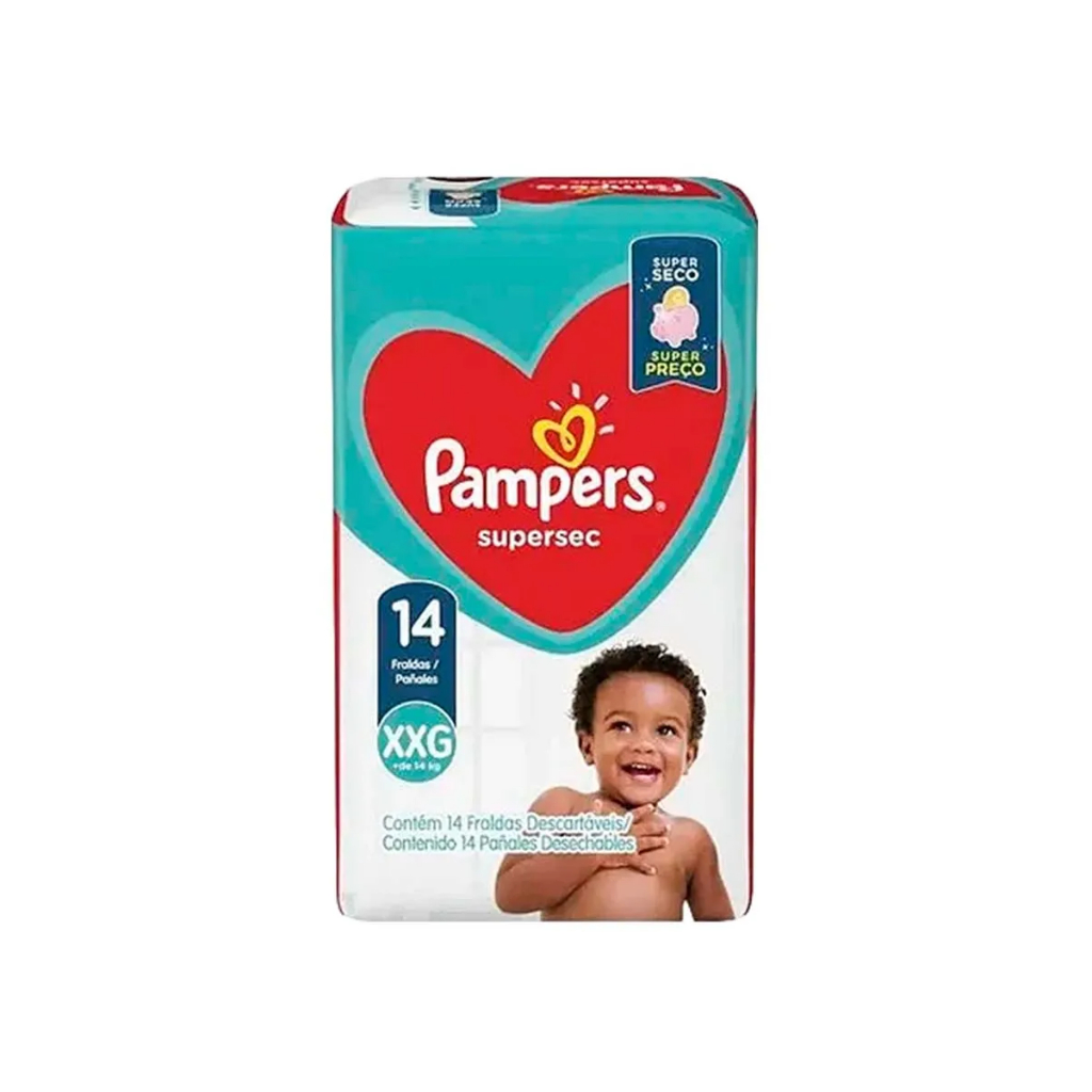 Fralda Pampers Supersec XXG 14 Fraldas Supersec | Shopee Brasil