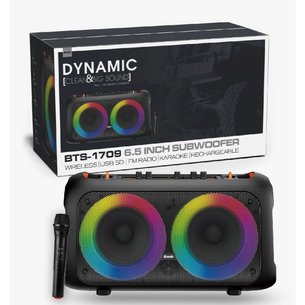 Super Caixa De Som Bts-1709 Microfone sem fio Subwoofer, Bass karaoke ...