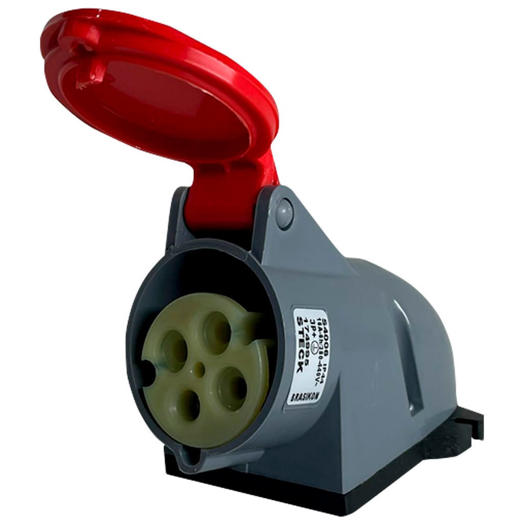 Tomada Industrial Fêmea Sobrepor 3P+T 16A 380/440V Vermelho 6H Ip44 ...