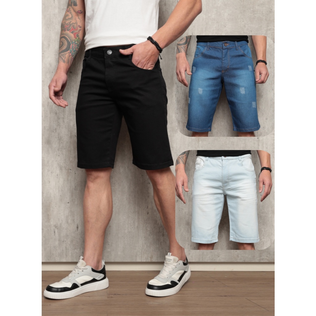 KIT BERMUDA Jeans masculina adulto Confortavéis Original Promoção Envio ...