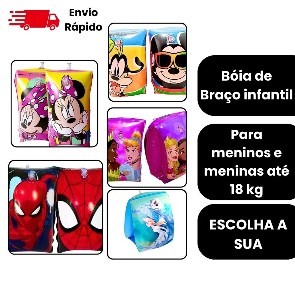 Bóia De Braço Infantil Menino ou Menina Escolha Sua estampa Suporta Até ...