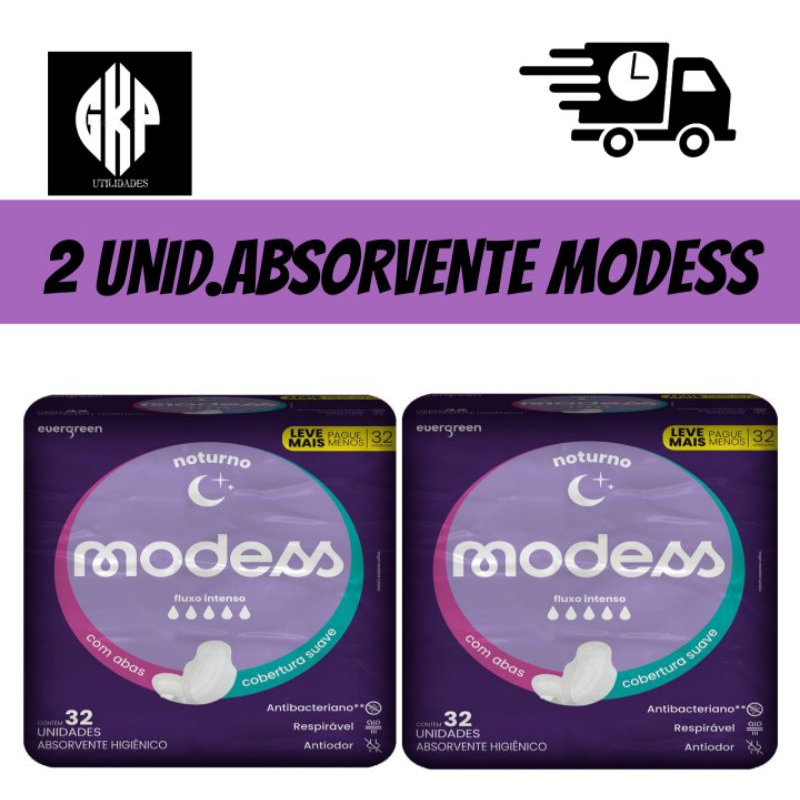 Kit 2 PACOTES ABSORVENTE MODESS NOTURNO COM 32 UNIDADES CADA | Shopee ...