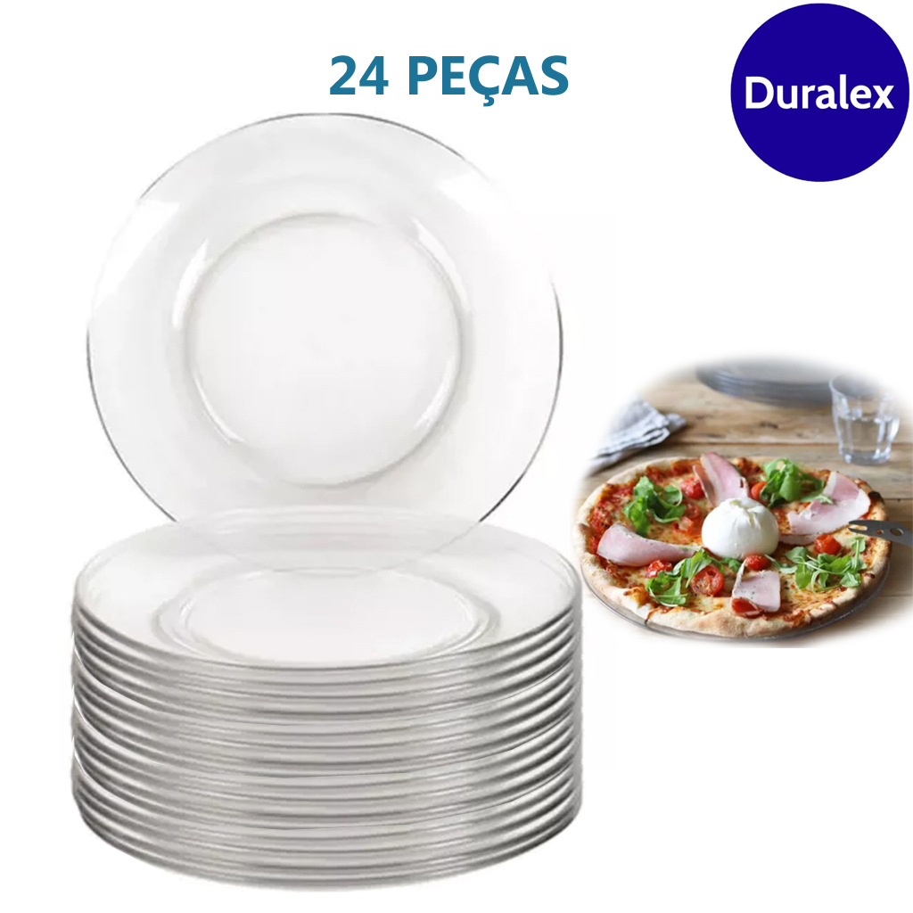 Kit c/24 Pratos Duralex Astral Raso Vidro Transparente Nadir | Shopee Brasil