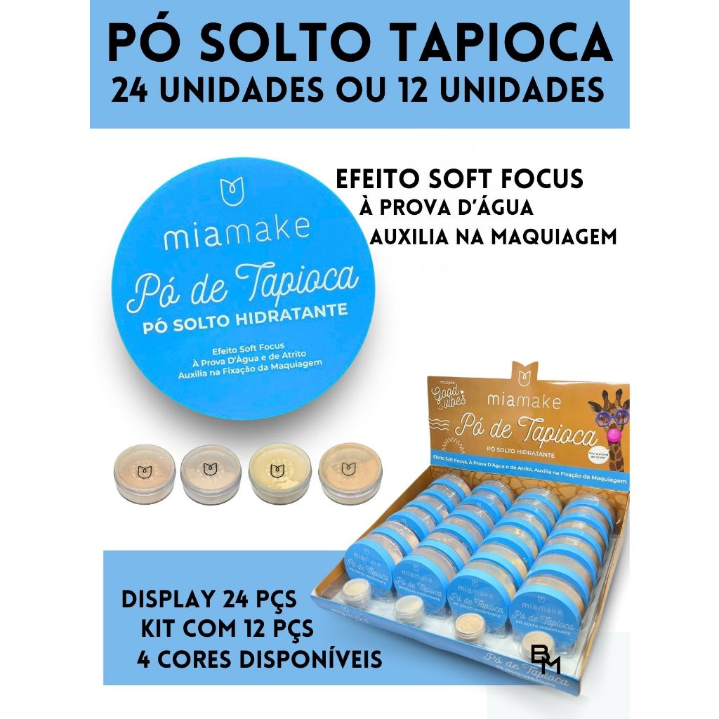 Mia Make Kit com 12 unidades ou Display com 24 Unidades Pó Solto ...