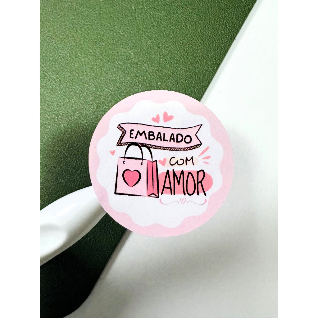 100 unid. Rótulos Adesivos "Embalado com Amor" , rótulos adesivos para pedidos e encomendas ...