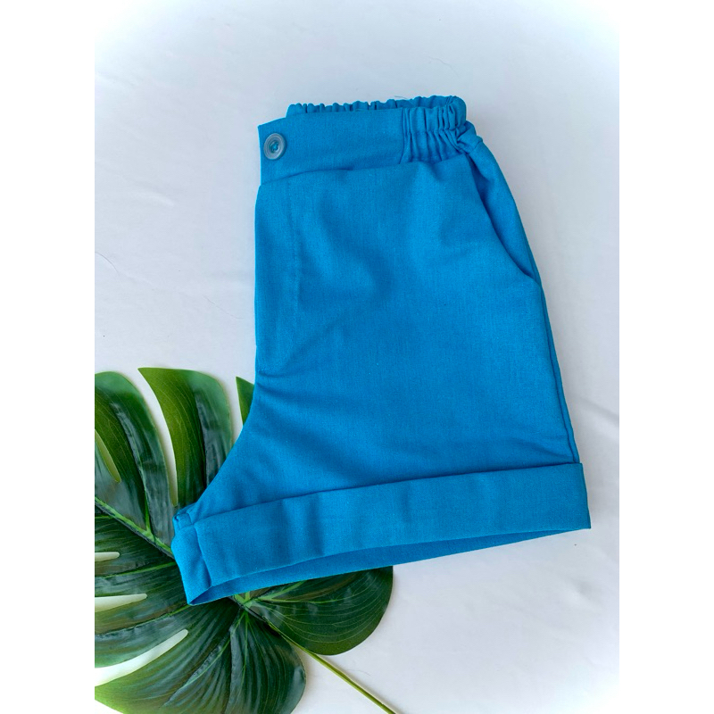 shortinho linho com elástico na cintura forrado doo PP oa G2 | Shopee ...