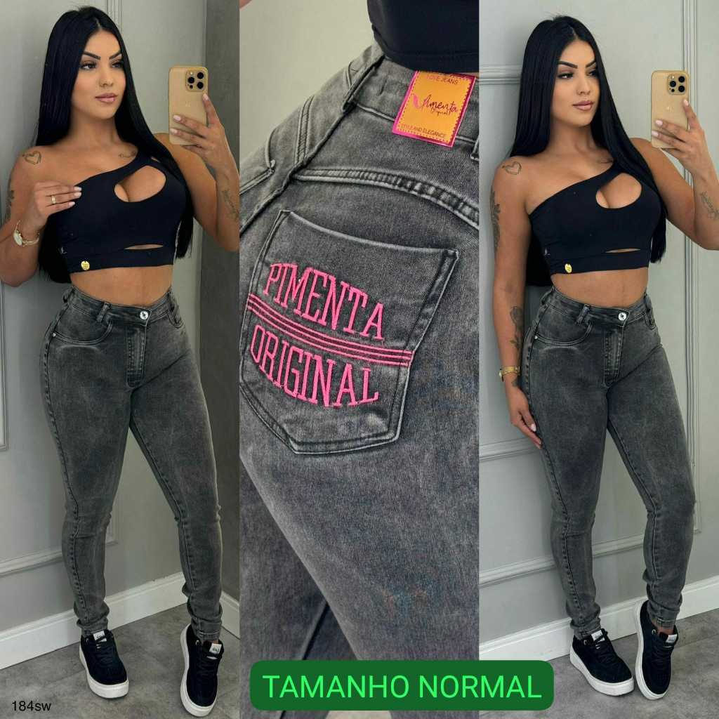 Calça Jeans Pimenta Doce Skinny Com Rasgos Lycra Pimenta Original ...