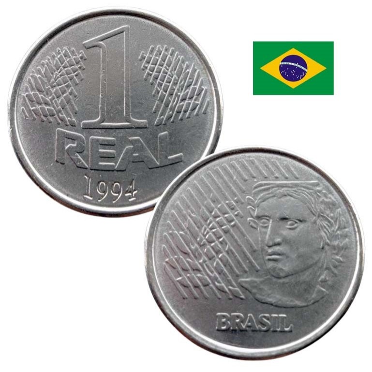 Moeda do Brasil República 1 Real 1994 primeira família tirada de ...