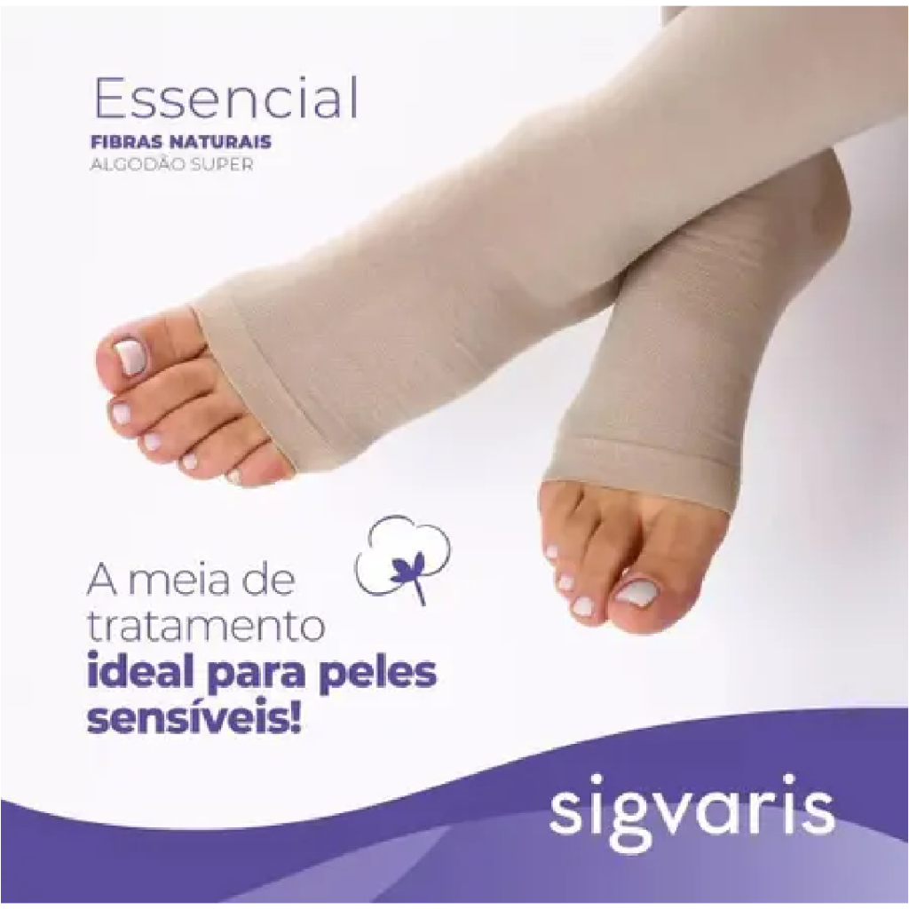 Meia Elástica 3/4 Sigvaris Essencial Fibras Naturais 20-30mmhg Média ...