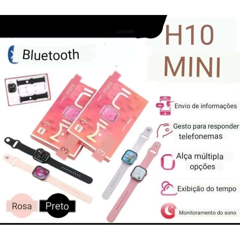 Smartwatch amoled mini H10 kit 3 pulseiras tela amoled de alta ...