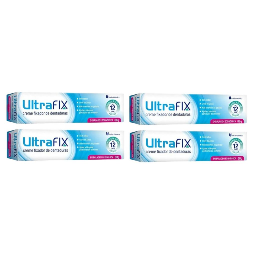 4 Caixas Ultrafix 68g Fixação Forte para Prótese Dentária | Shopee Brasil