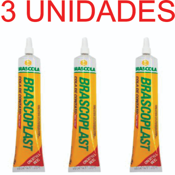 Kit 3 Brascoplast Cola de Contato 75g Brascola Cola Sapateiro ...