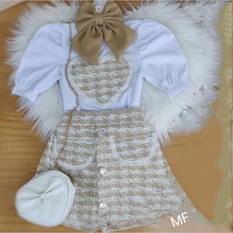 Conjunto Coração Manga Curta Moda Feminina Infantil Menina | Shopee Brasil