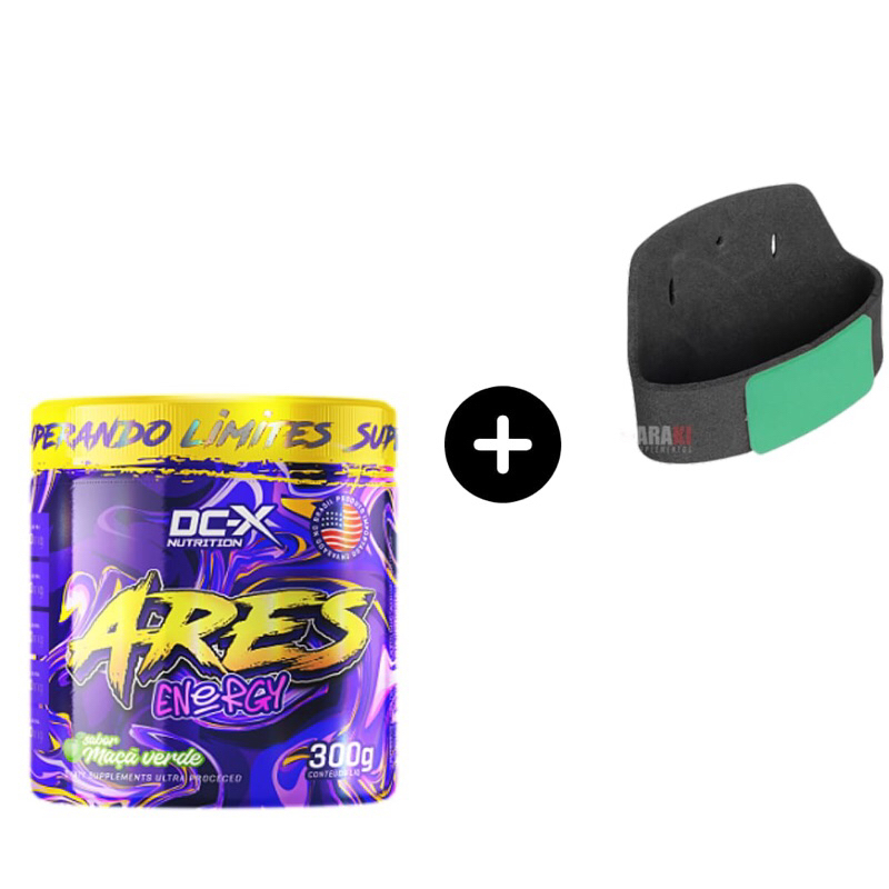Kit pré Treino Ares Dcx 300g Sabor Maça Verde + Luva palmar eva ...