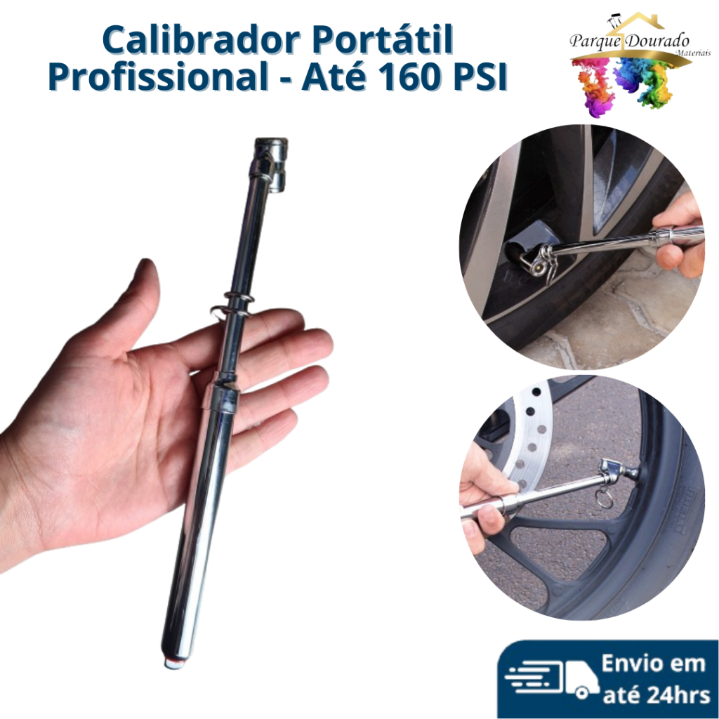 Calibrador de Pneu Profissional 160 Libras Para Carro - Caminhão - Moto ...