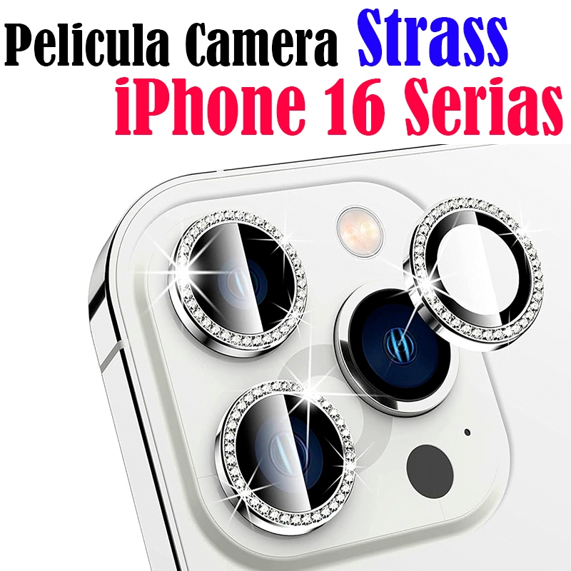 Kit Película Câmera Strass iPhone 16/16 PLUS/16 Pro/16 Pro Max Protetor ...