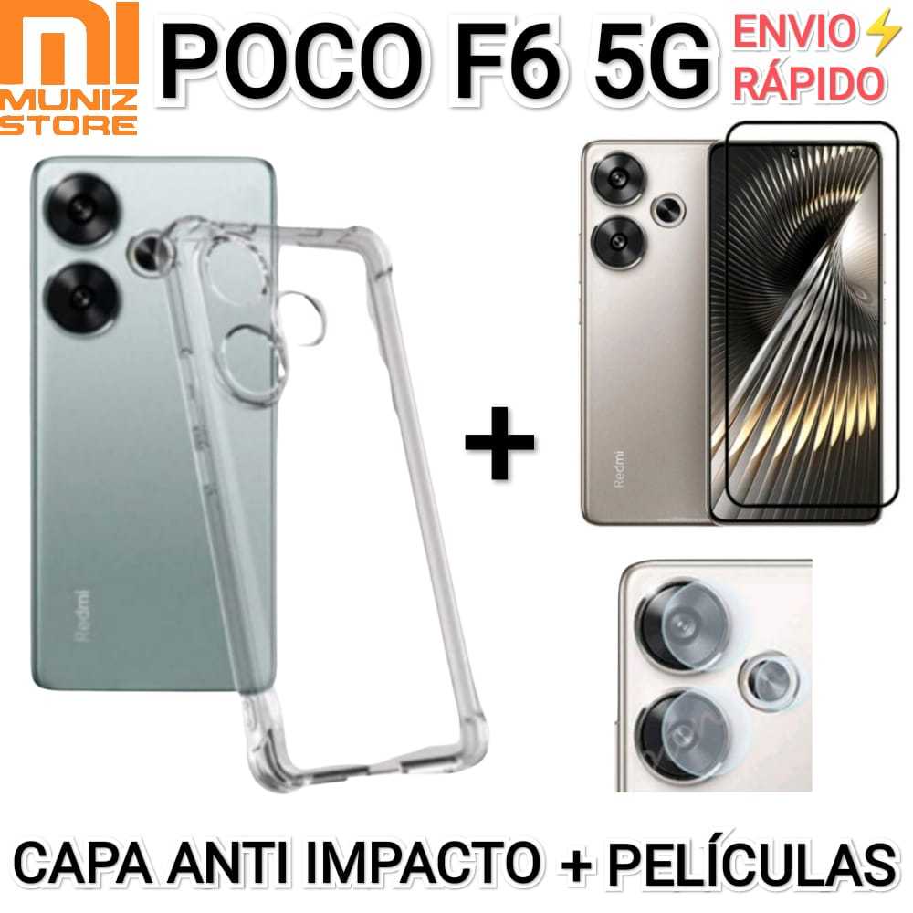Kit Capinha Poco F6 5G Capa Case Anti Impacto + Película Frontal 3D ...