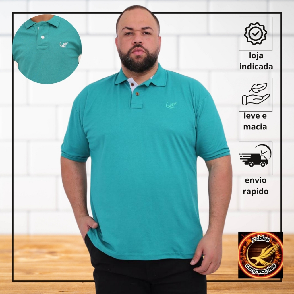 Camisa Polo Masculina Plus Size g4 g5 Extra Grande Luxo Elegante ...