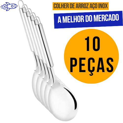 Kit 10 Colheres Para Arroz, Saladas, Verduras e Assados, Alimentos Em ...