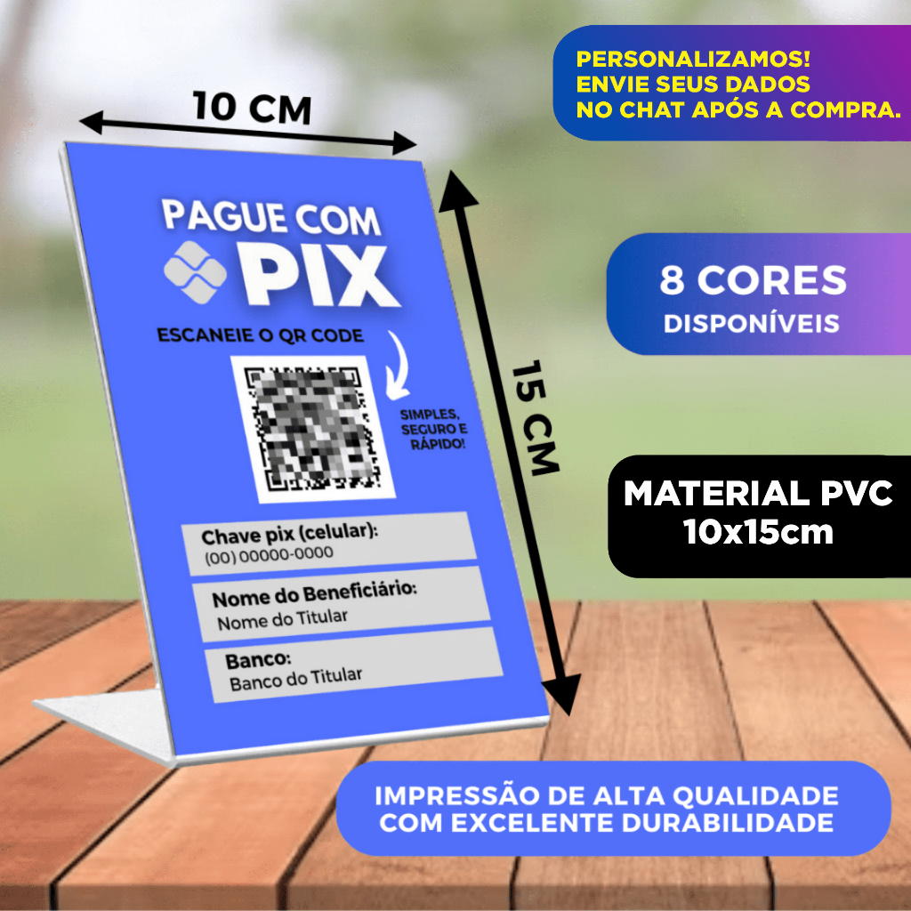 Placa Pix Display PVC simples para pagamentos personalizado pix qr code | Shopee Brasil