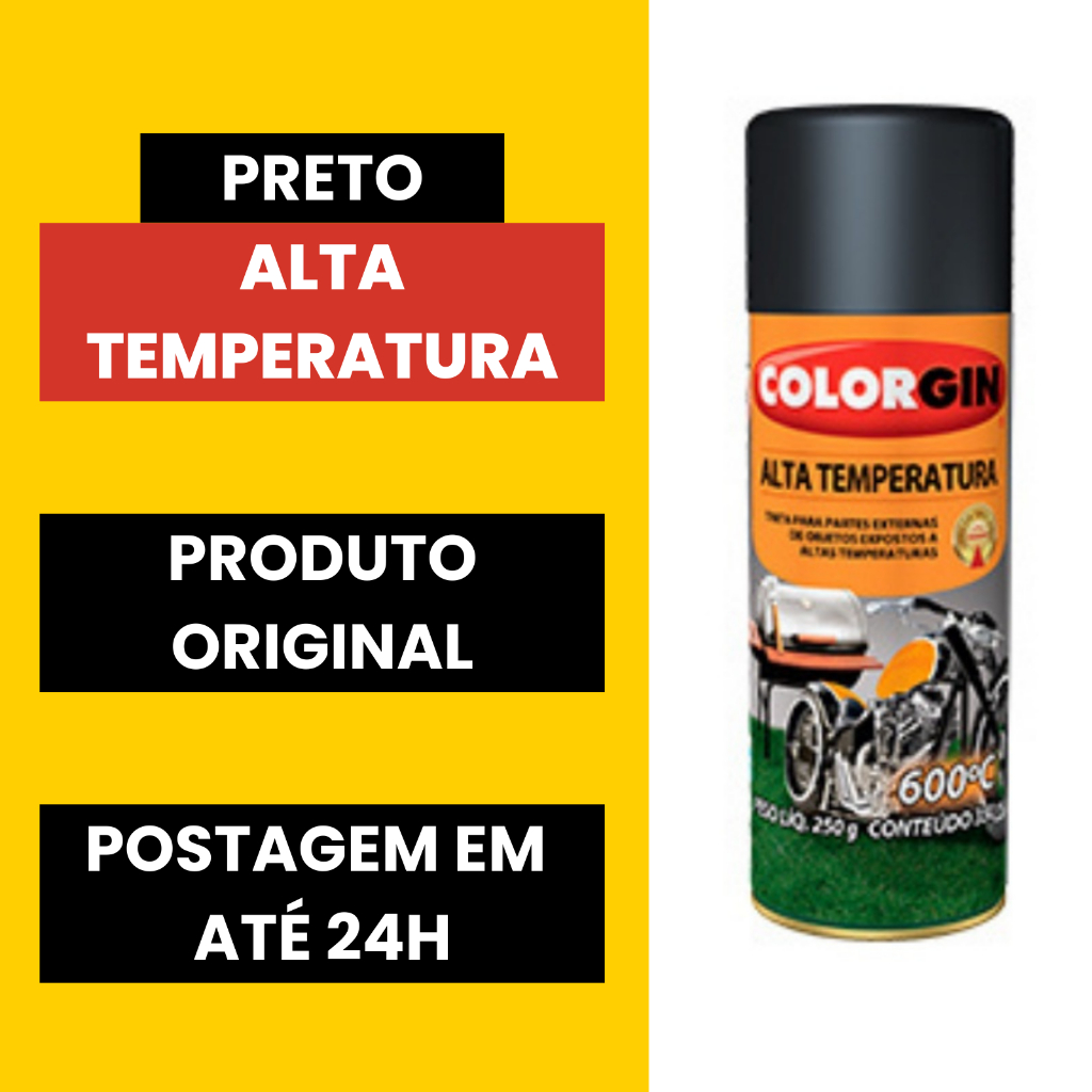 Tinta Spray Alta Temp Preto Colorgin Sw 600ºc 350ml | Shopee Brasil