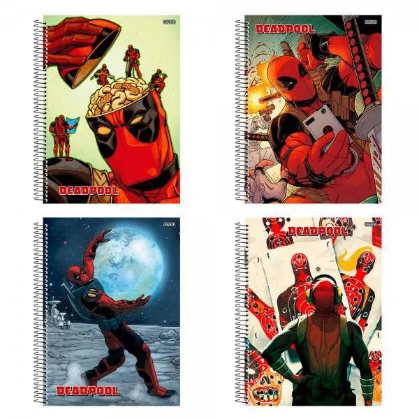 Caderno DeadPool Universitário 10M Espiral Capa Dura 160 Fls UN ou Pct ...