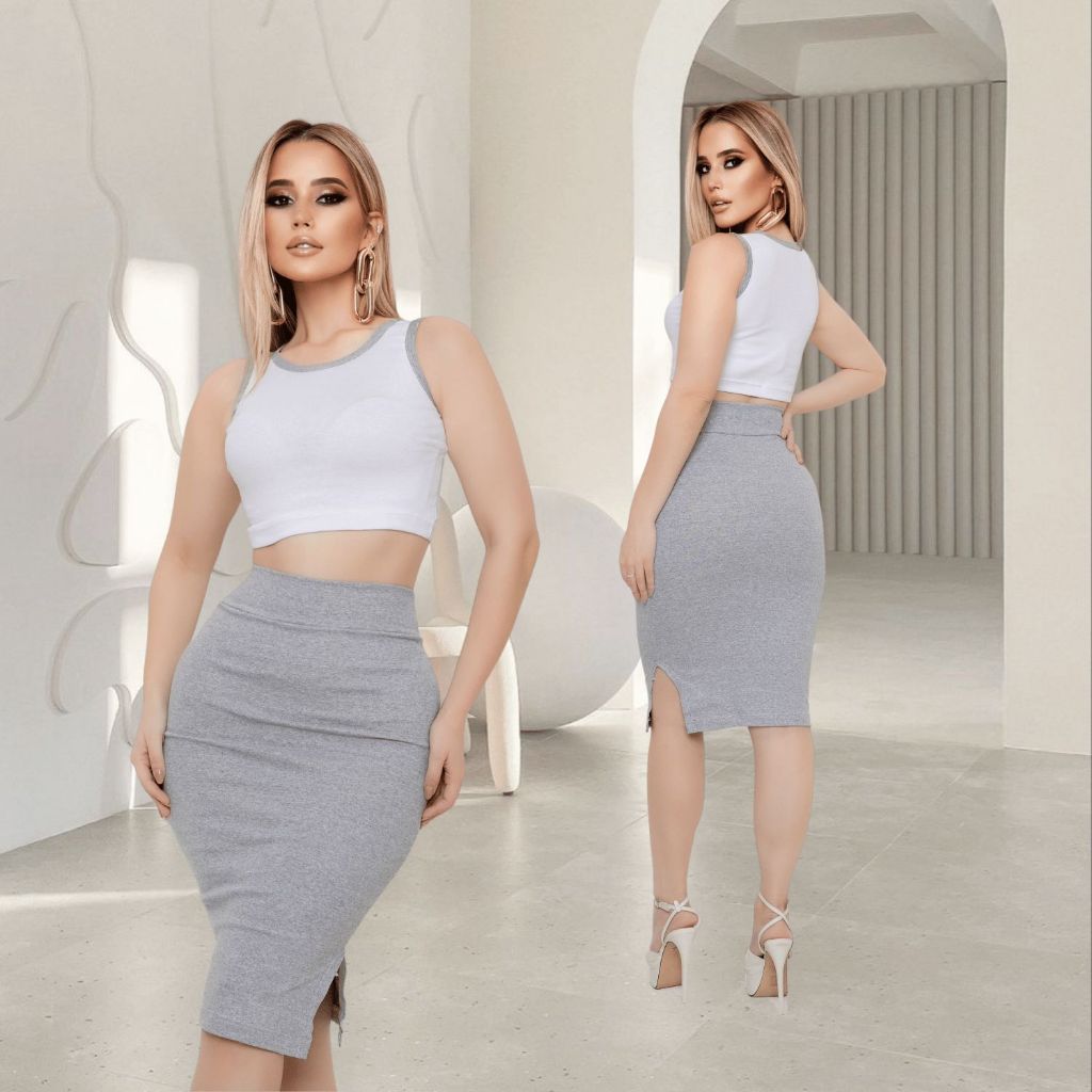 Conjunto Moda Gringa Luxuoso Blusa E Saia Atemporal Ribana | Shopee Brasil