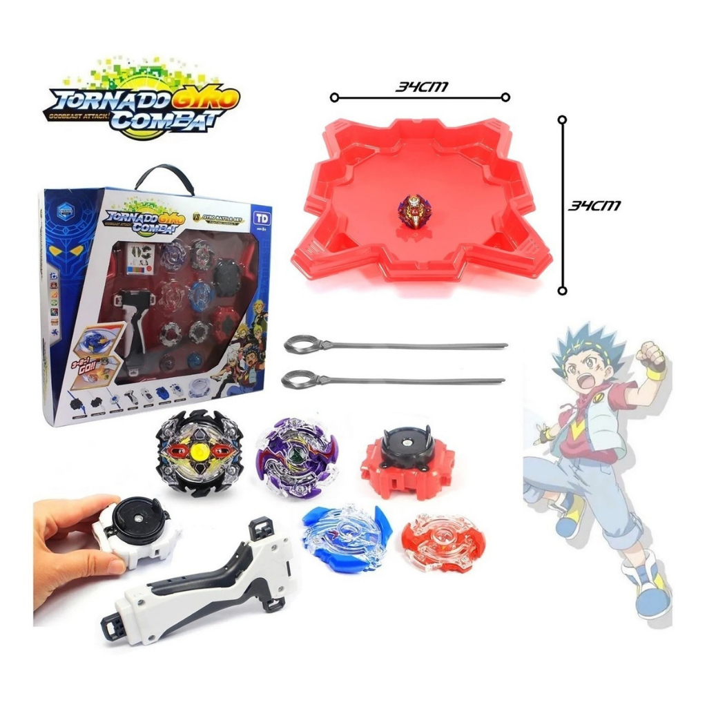 Arena Beyblade Tornado Combat Com Lançador E Beyblades | Shopee Brasil