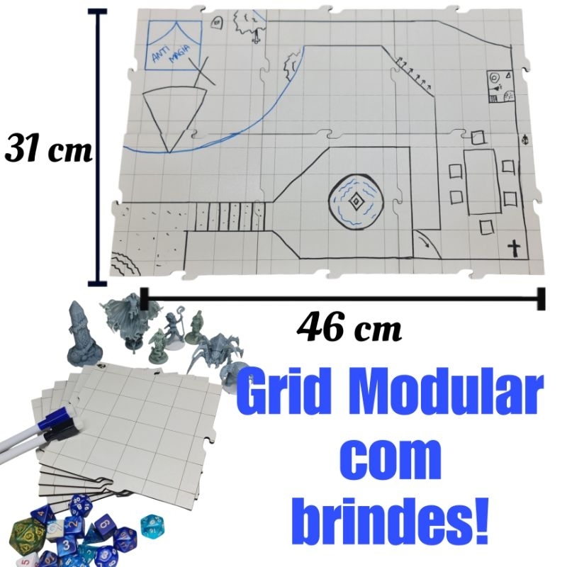 Grid Modular Riscável RPG e boardgame, dados, miniatura, cenário, d&d ...