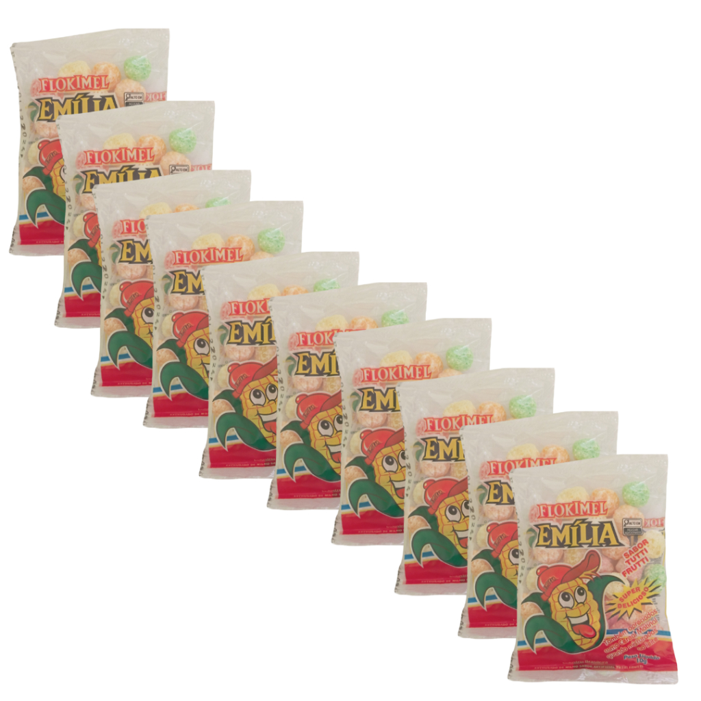 10 Mini pacotinhos pipoca cereal colorido flokimel 10g cada | Shopee Brasil