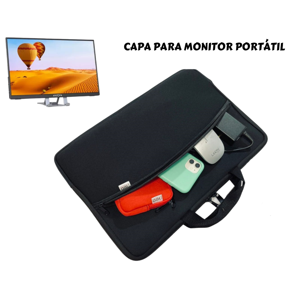 Capa Case Pasta Protetora Monitor Portátil - 15.6 Polegadas Com Bolso ...