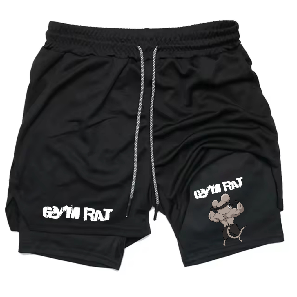 Short Compressão 2 em 1 Masculino Dry-Fit Gym Rat Rato de Academia ...