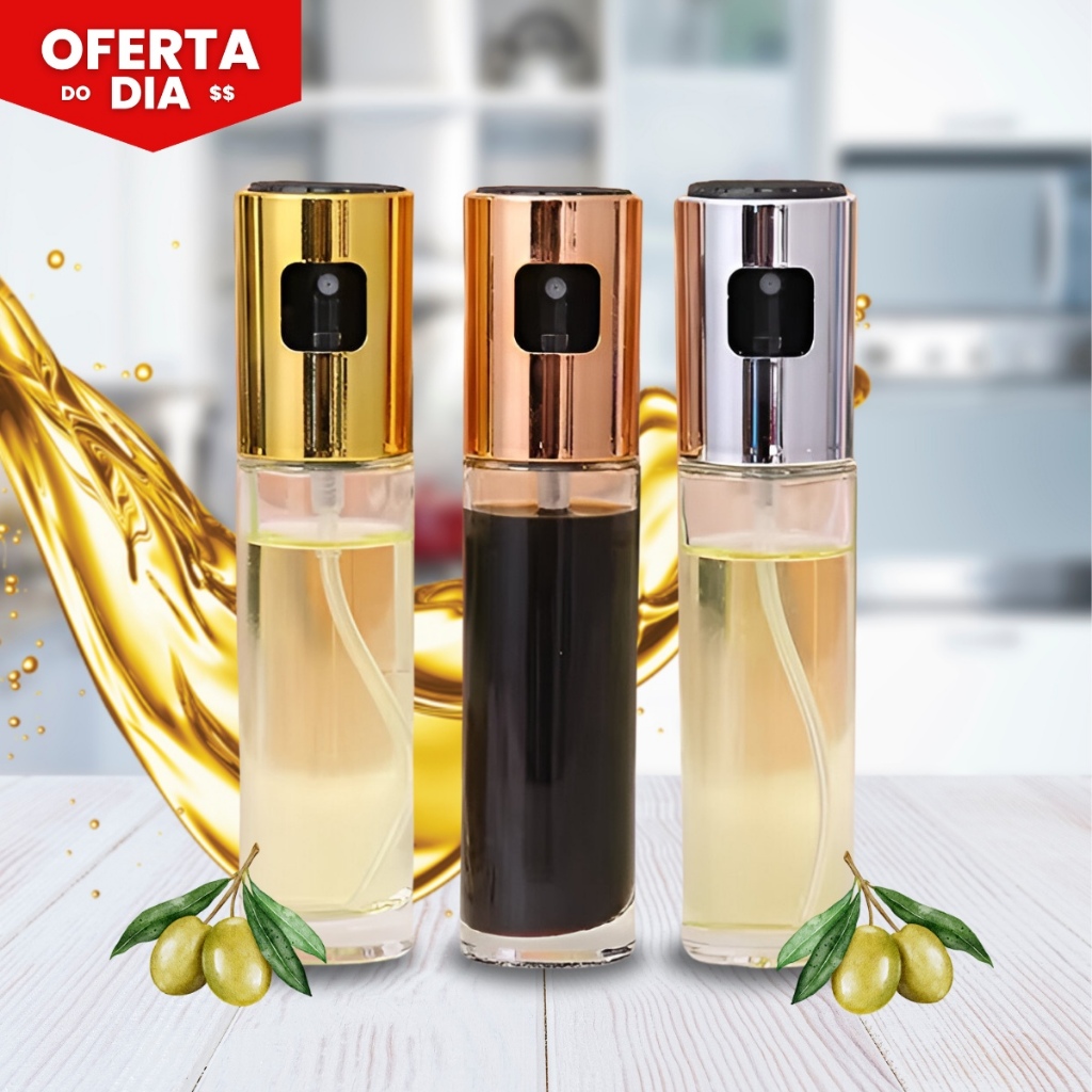 Spray de Óleo Azeite Vinagre 100ml Frasco de Vidro Resistente Controle ...
