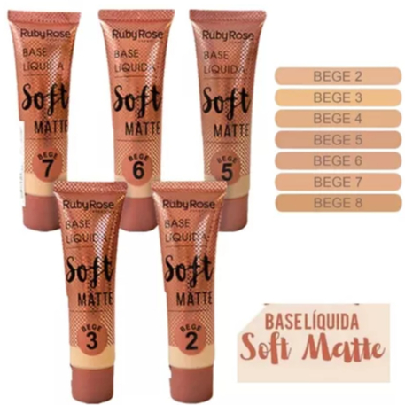 Ruby Rose Base Liquida Soft Matte Bege 2, 3, 4, 5, 6 e 7 HB-8050 | Shopee Brasil