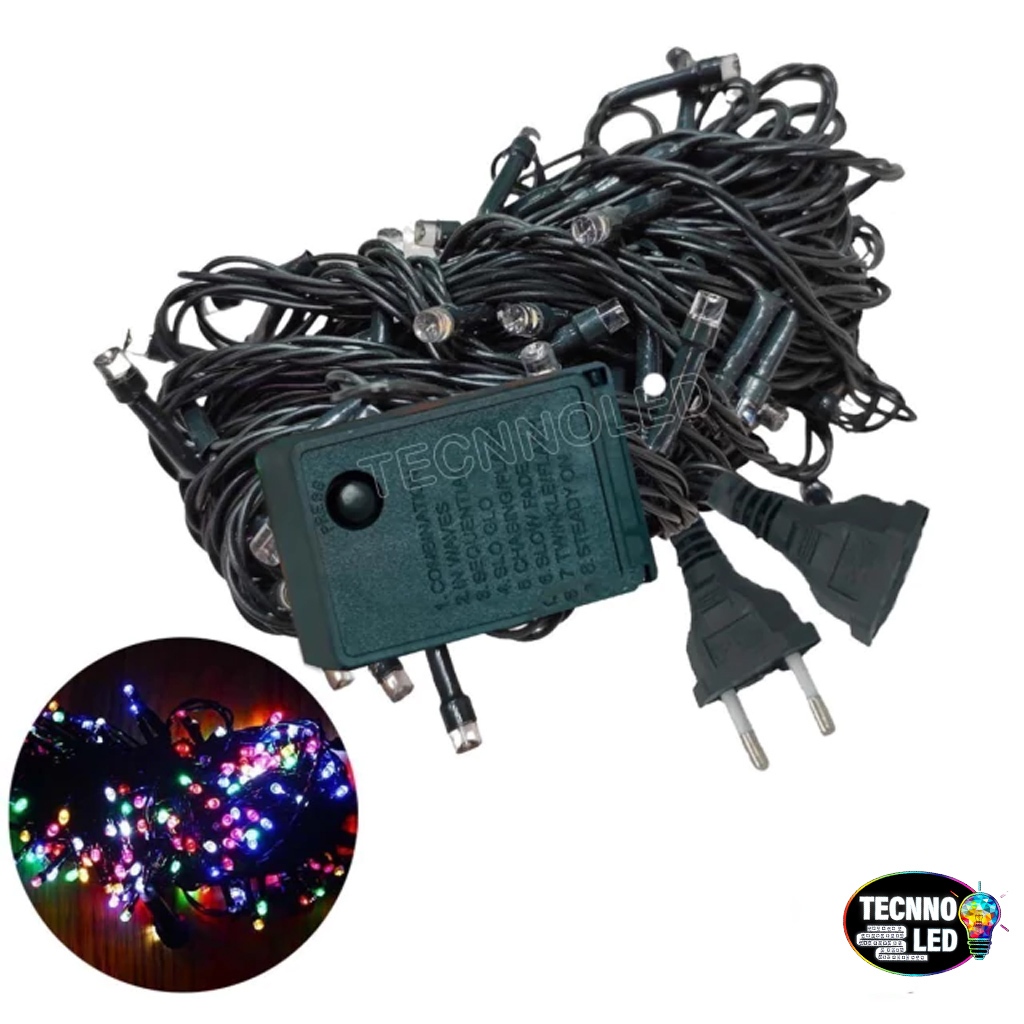 Pisca Pisca 100 Leds;Fio Verde; 8 Funções 10M RGB 110V M/F | Shopee Brasil