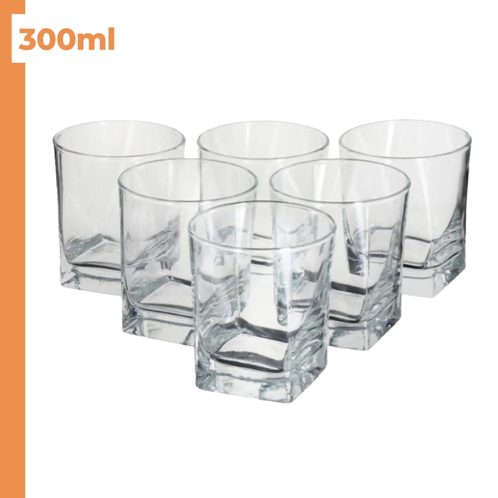 Kit 6 Copos Baixos De Vidro Conjunto Luxo Para Drink Bebidas 300ml Seu ...
