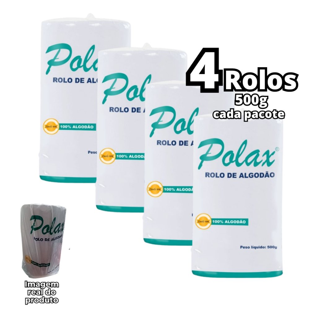 Kit 4 Pacotes Algodão Hidrófilo Rolo Grande com 500g cada Polax - Total ...