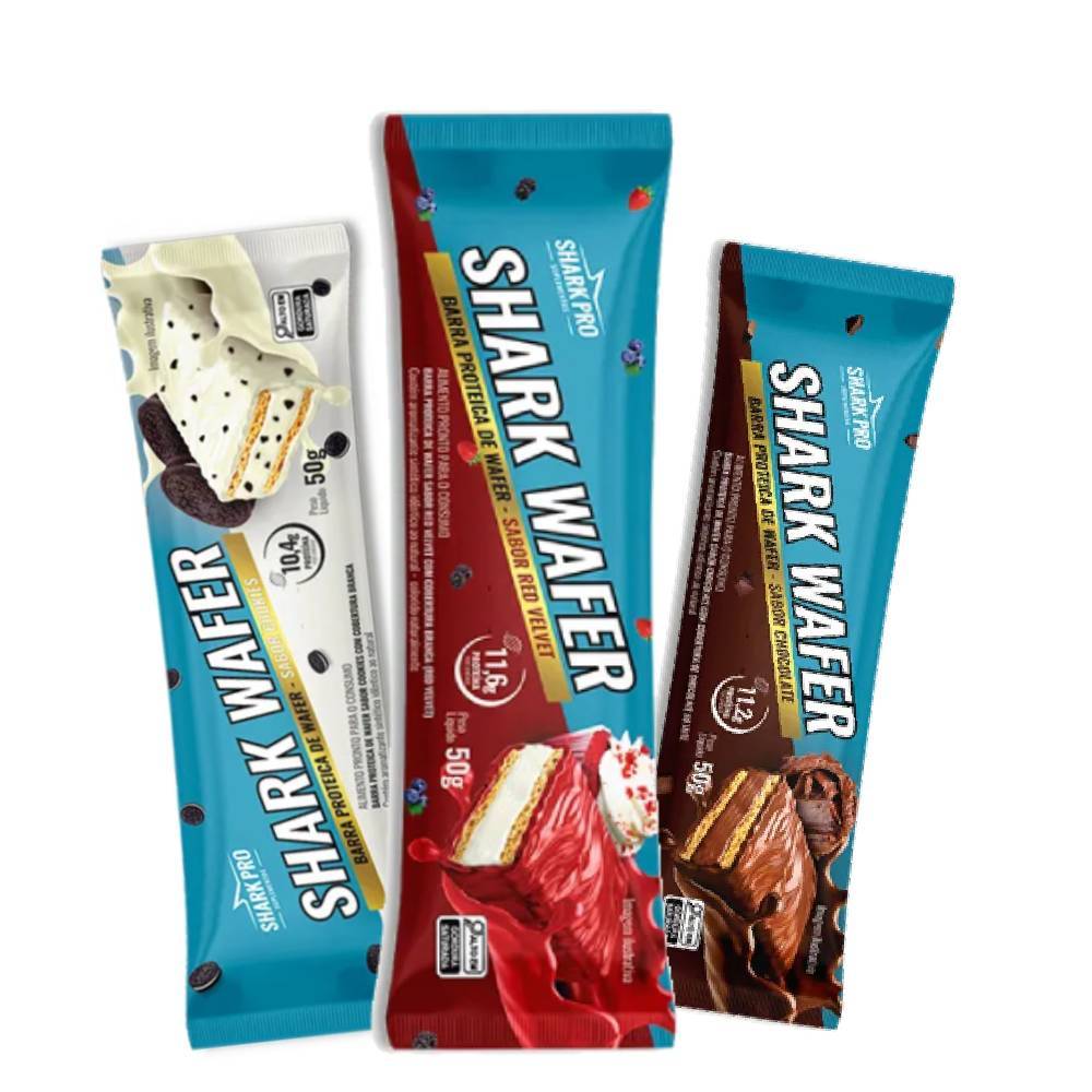 3UN SORTIDAS SHARK WAFER 50G - SHARK PRO | Shopee Brasil