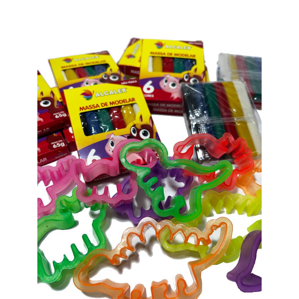 10 Massinhas de modelar 65g + 20 cortadores de massinha molde para kit festa lembrancinha ...