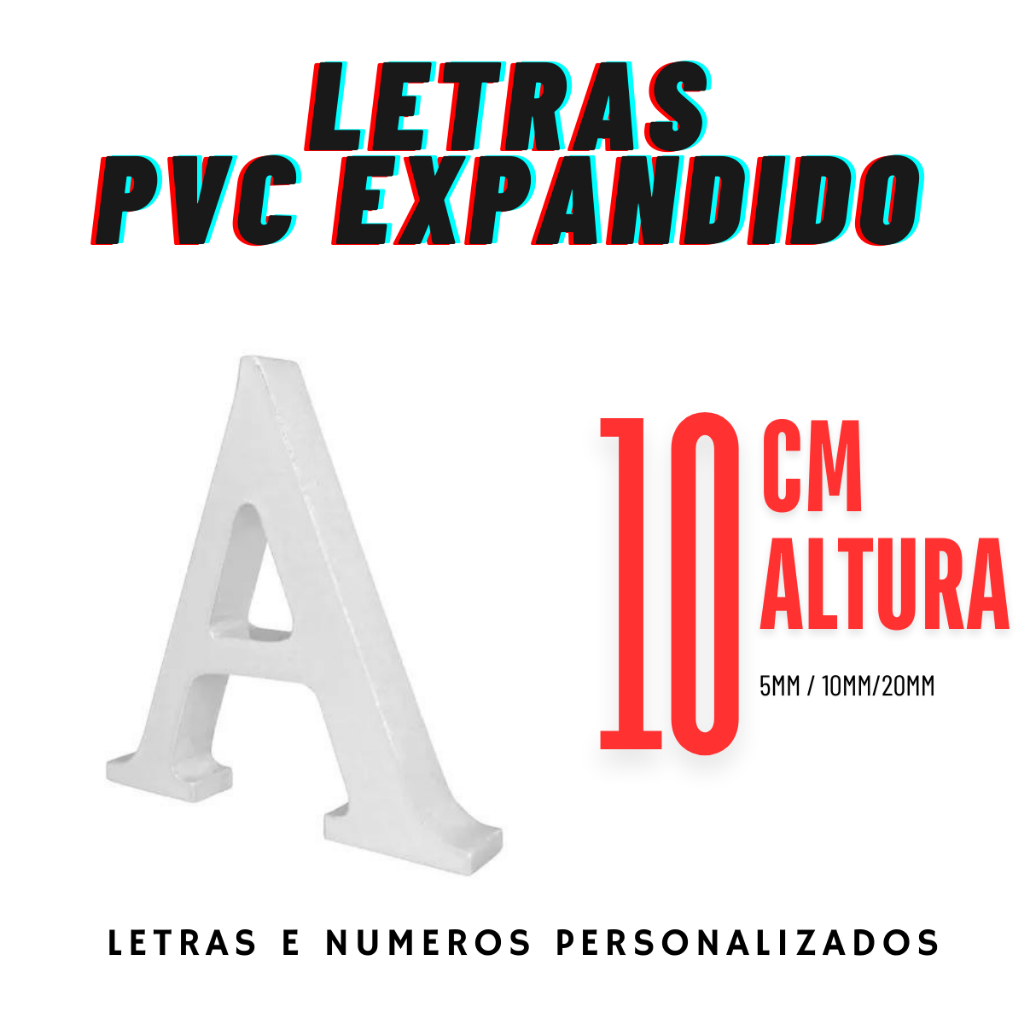 LETRA em PVC Expandido 10 cm 10mm Letreiros Logo Fachadas decoração ...