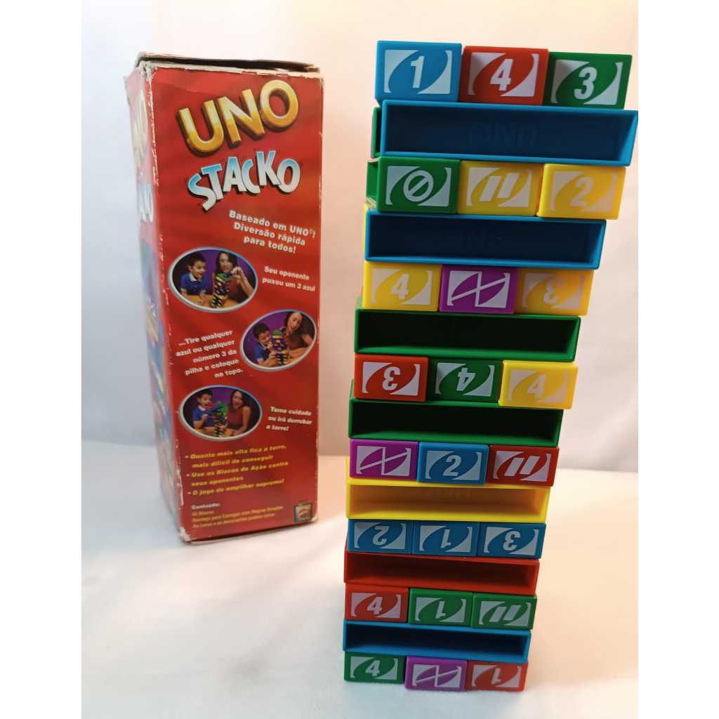 Jogo Uno Stacko Mattel Original Completo Jenga Na Caixa | Shopee Brasil